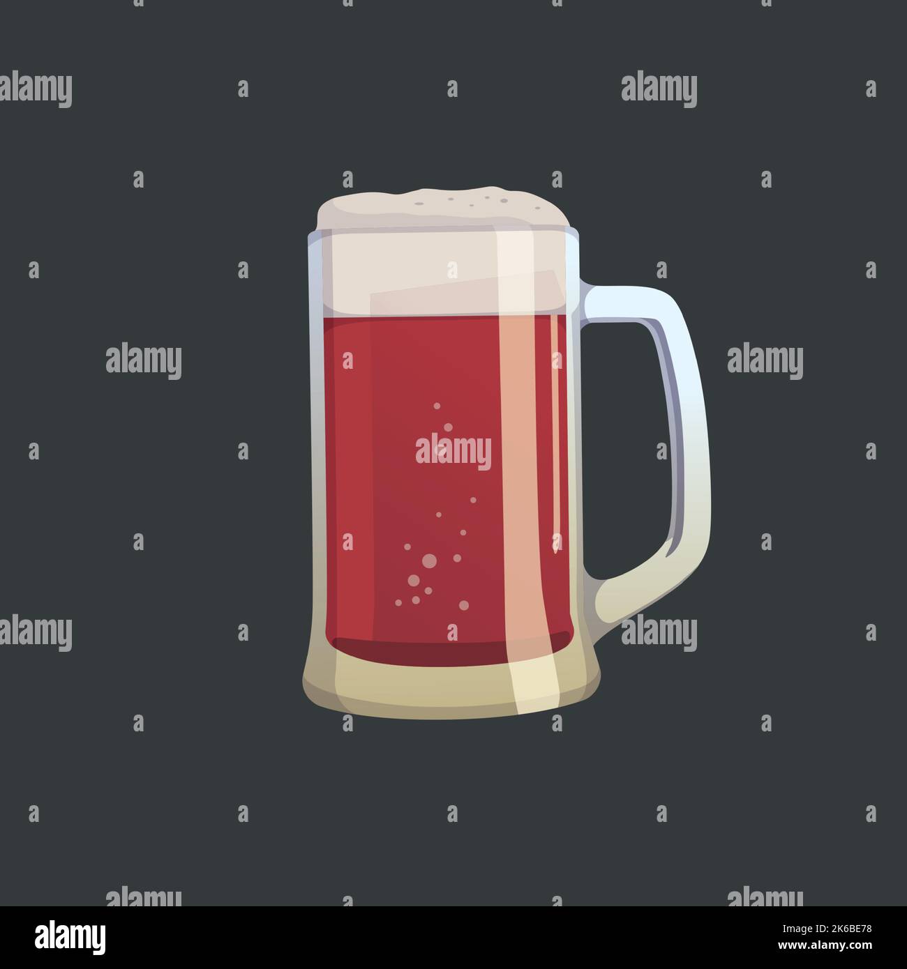 Large mug of fresh dark foamy beer - Vector illustration Stock Vector ...