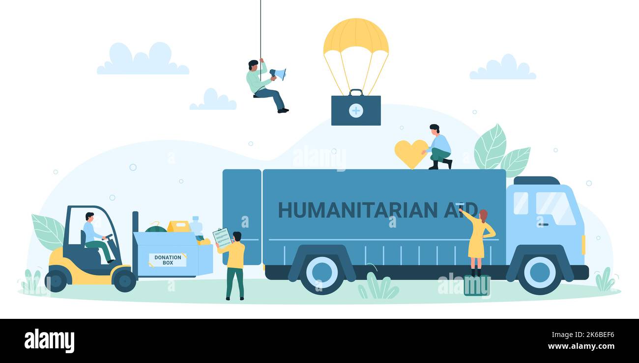 Delivery and logistics of charity organization vector illustration ...