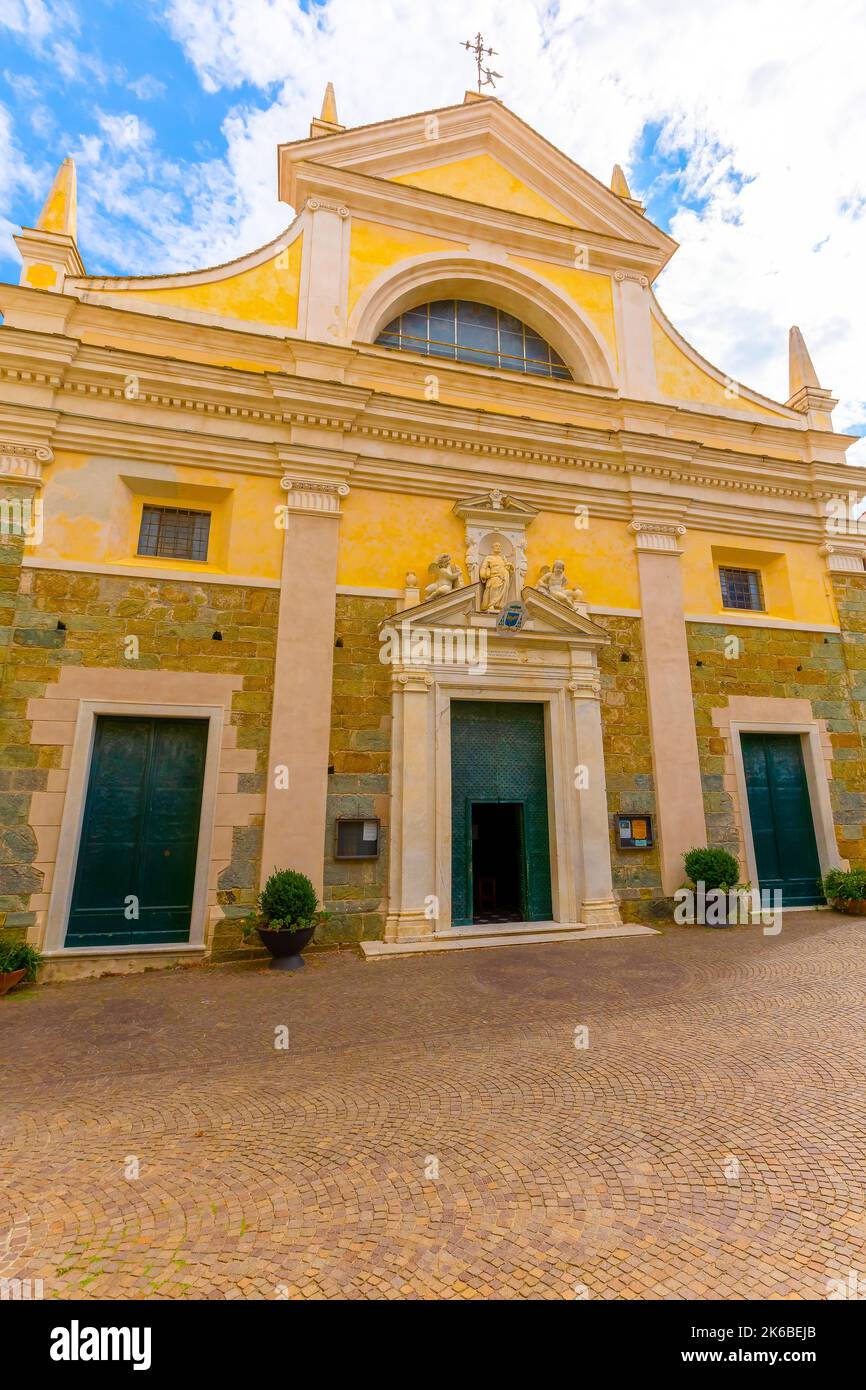 West facade of Cathédrale San Pietro de Noli, Liguria, Italy Stock ...