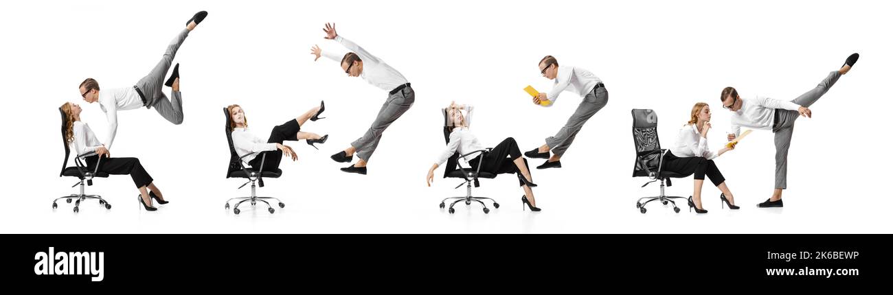 Confrontation. Expressive and flexible office workers in business ...