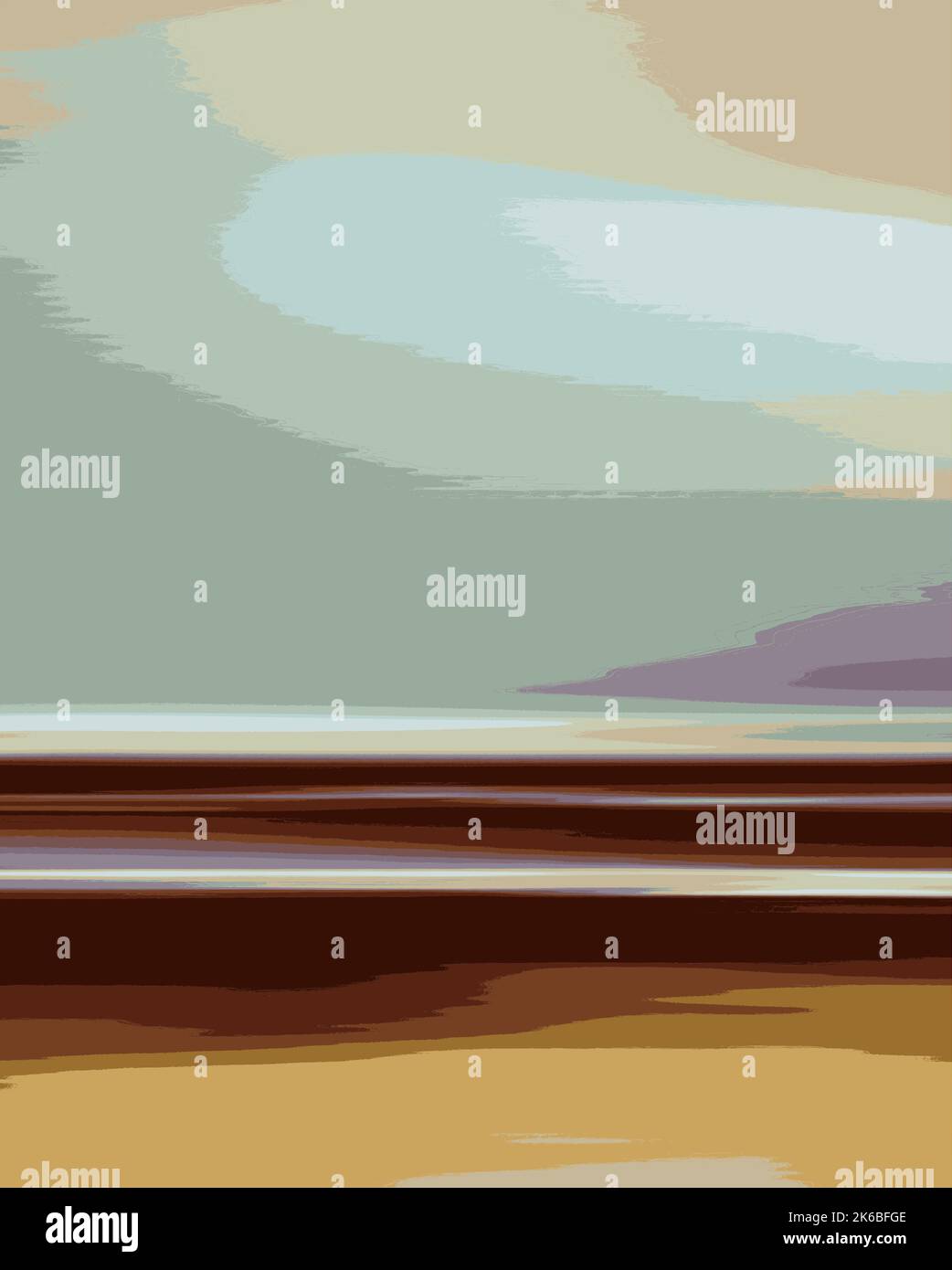 Abstract Landscape Art Illustration with Beach, Sky, Sand Clouds and ...