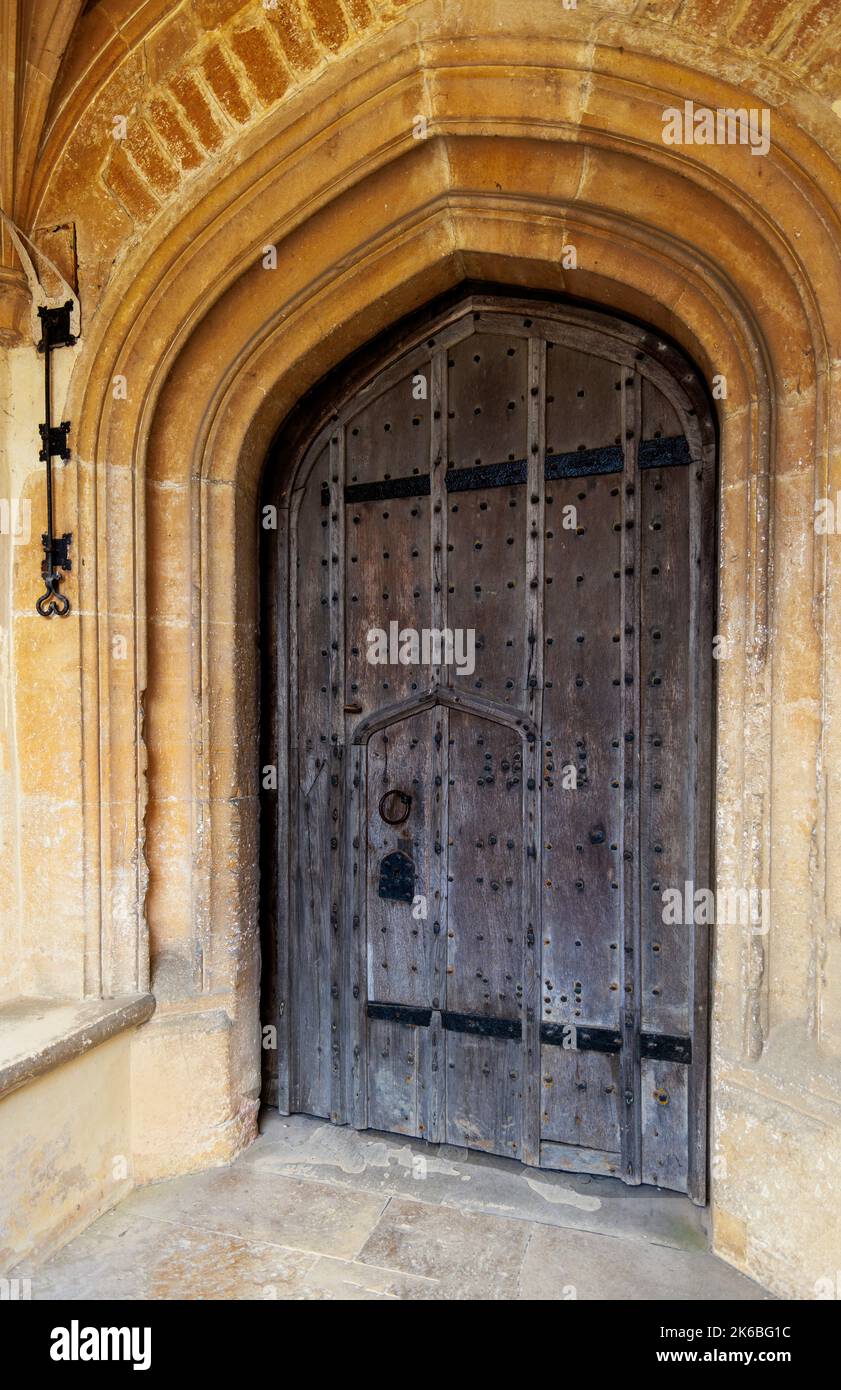 Imposing medieval door and entrance to Great Chalfield Manor House in ...