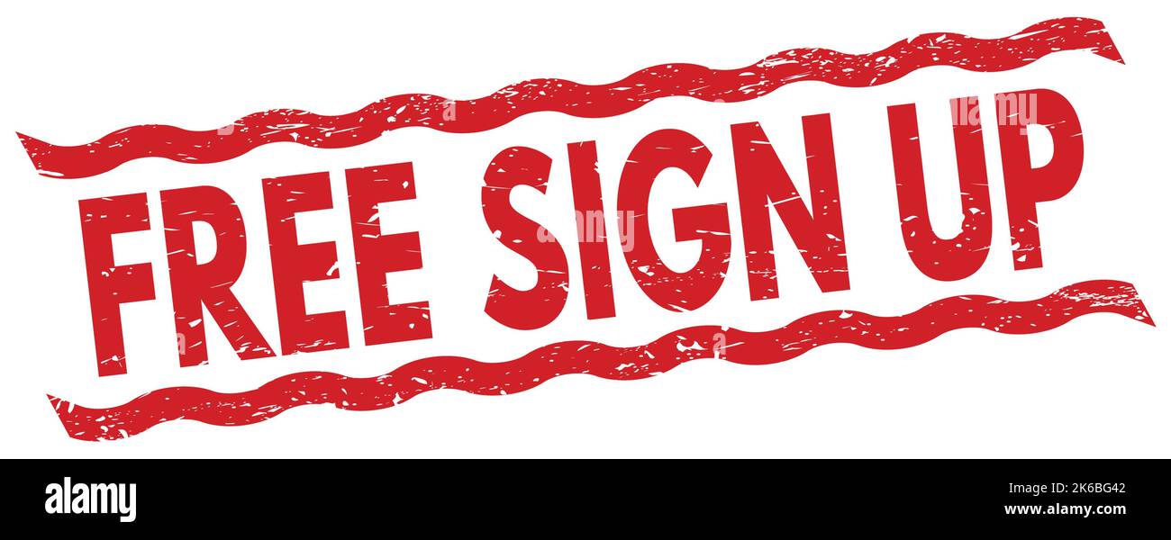 FREE SIGN UP text written on red lines stamp sign Stock Photo - Alamy