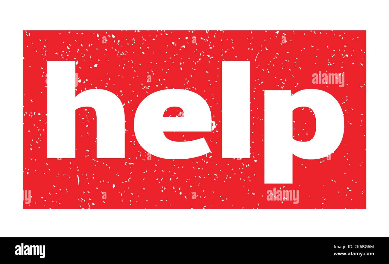 help text written on red grungy stamp sign Stock Photo - Alamy