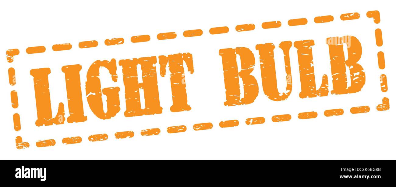 LIGHT BULB text written on orange dash stamp sign Stock Photo - Alamy
