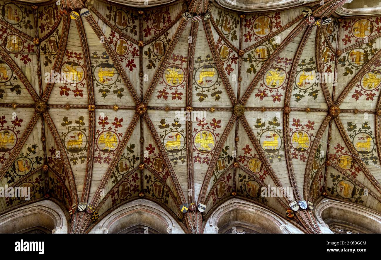 Low angle view of St Alban's Cathedral chancel with its restored ...