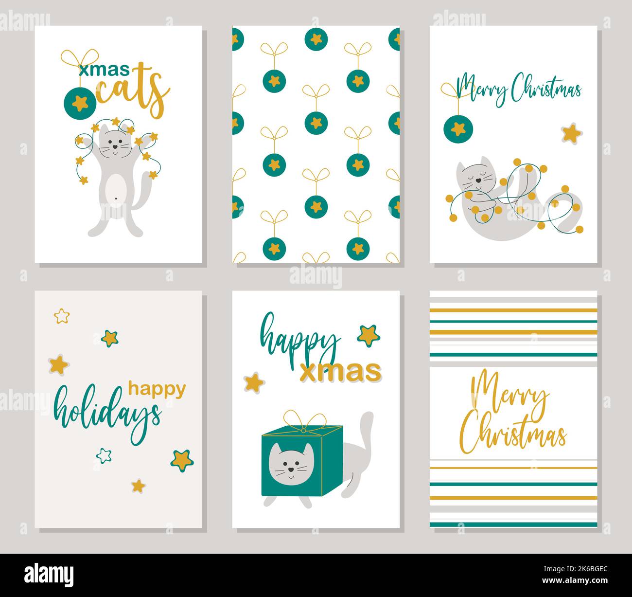 Christmas cards with cats set Stock Vector Image & Art - Alamy