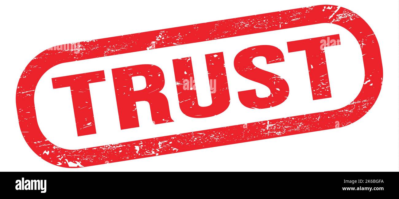TRUST, text written on red rectangle stamp sign Stock Photo - Alamy