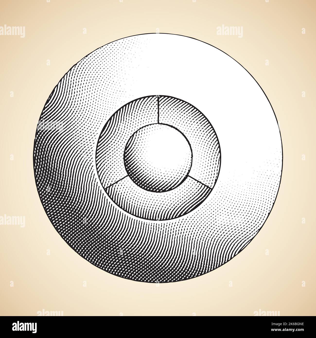 Illustration of Scratchboard Engraved Abstract Round Shape with White ...