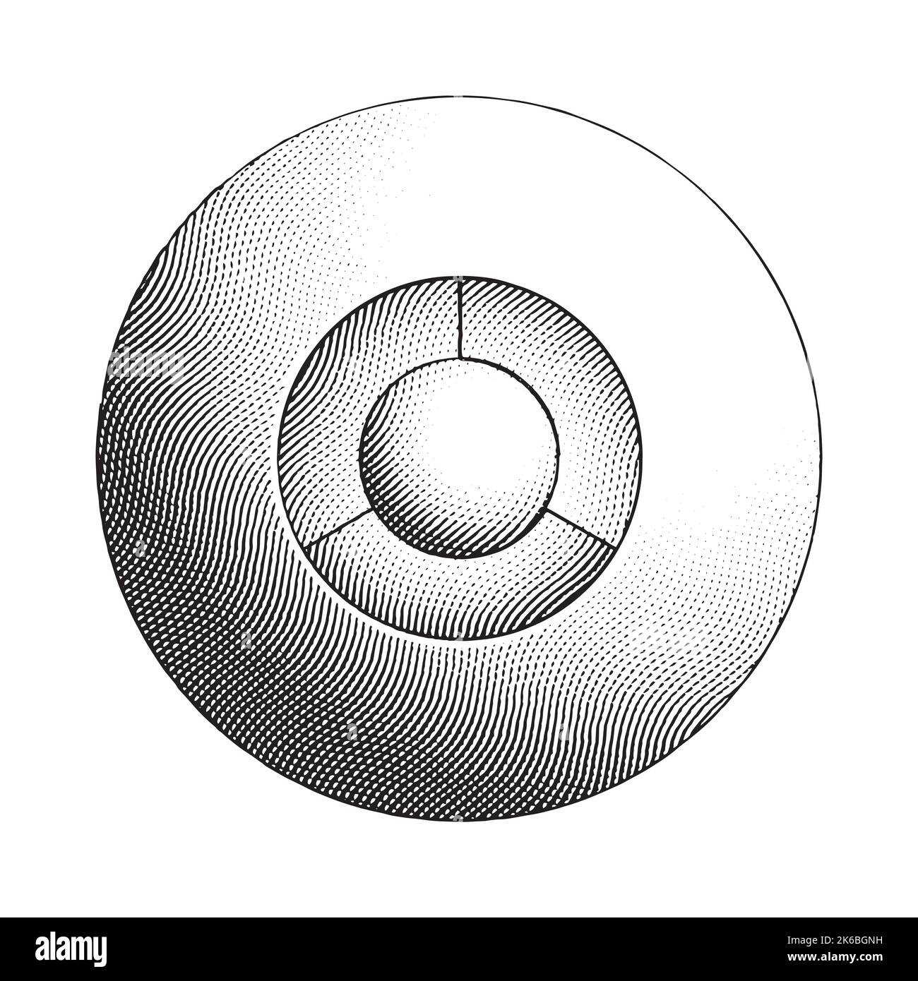 Illustration of Scratchboard Engraved Abstract Round Shape isolated on ...