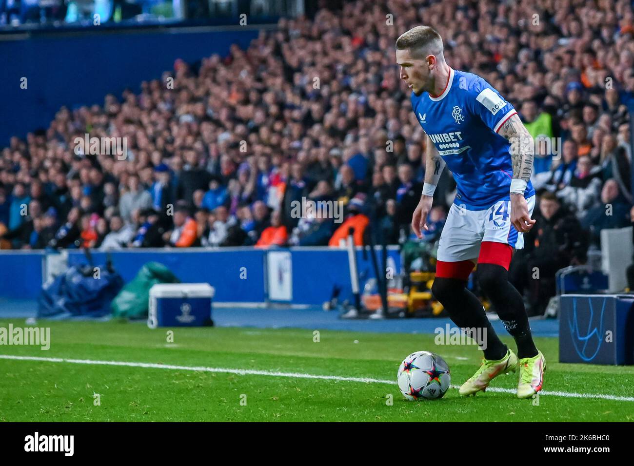 October 12, 2022: Ryan Kent of Rangers on the ball During the mens ...