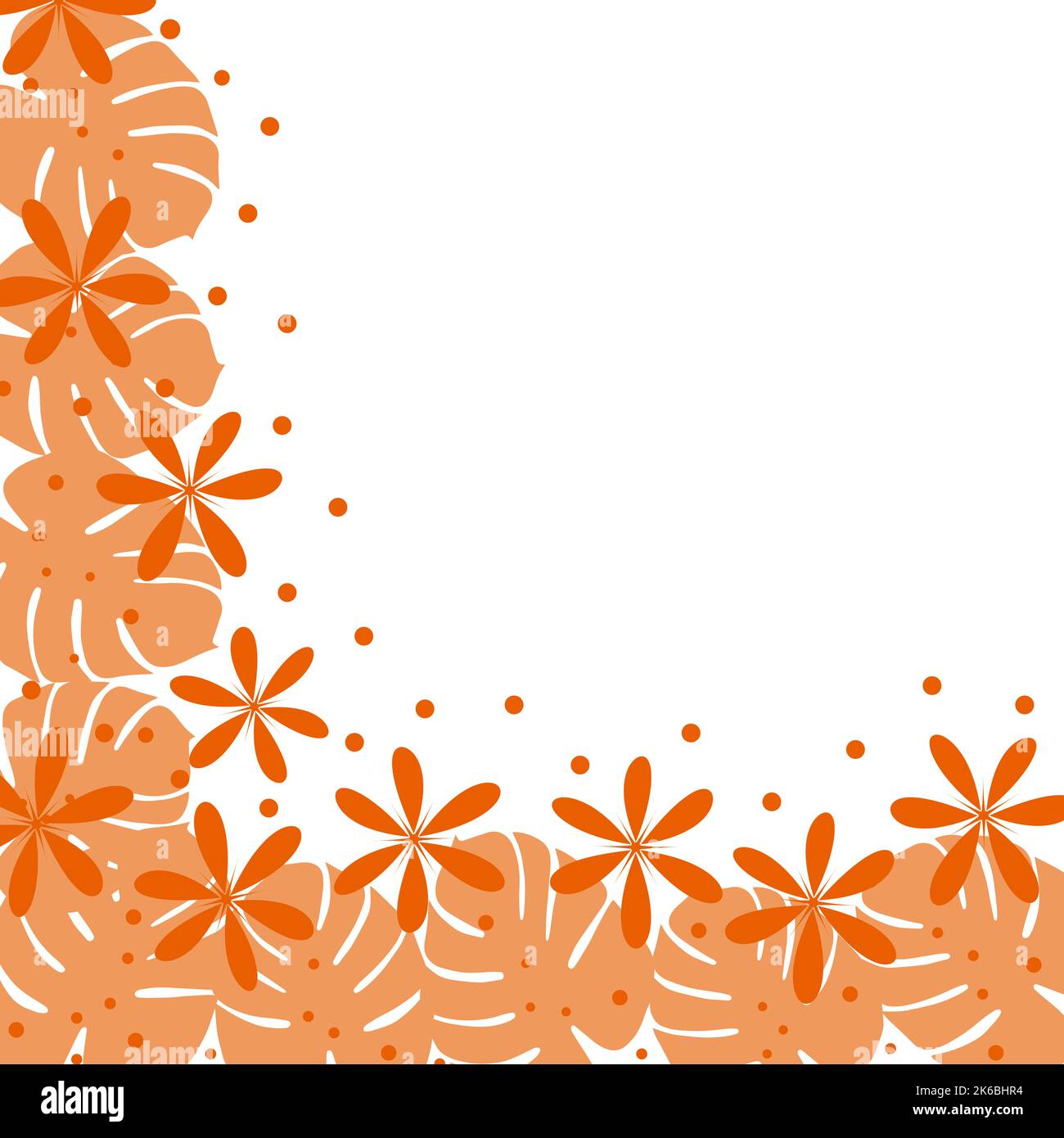 Colorful Corner frame with hand drawn elements such as flowers, exotic ...