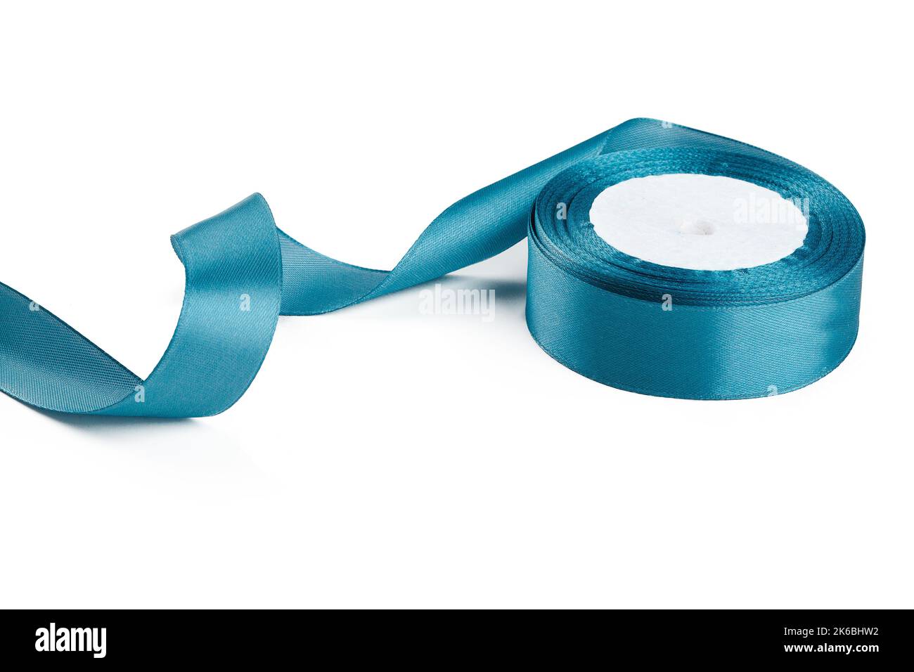 Blue color satin glowing ribbon isolated on white background Stock ...