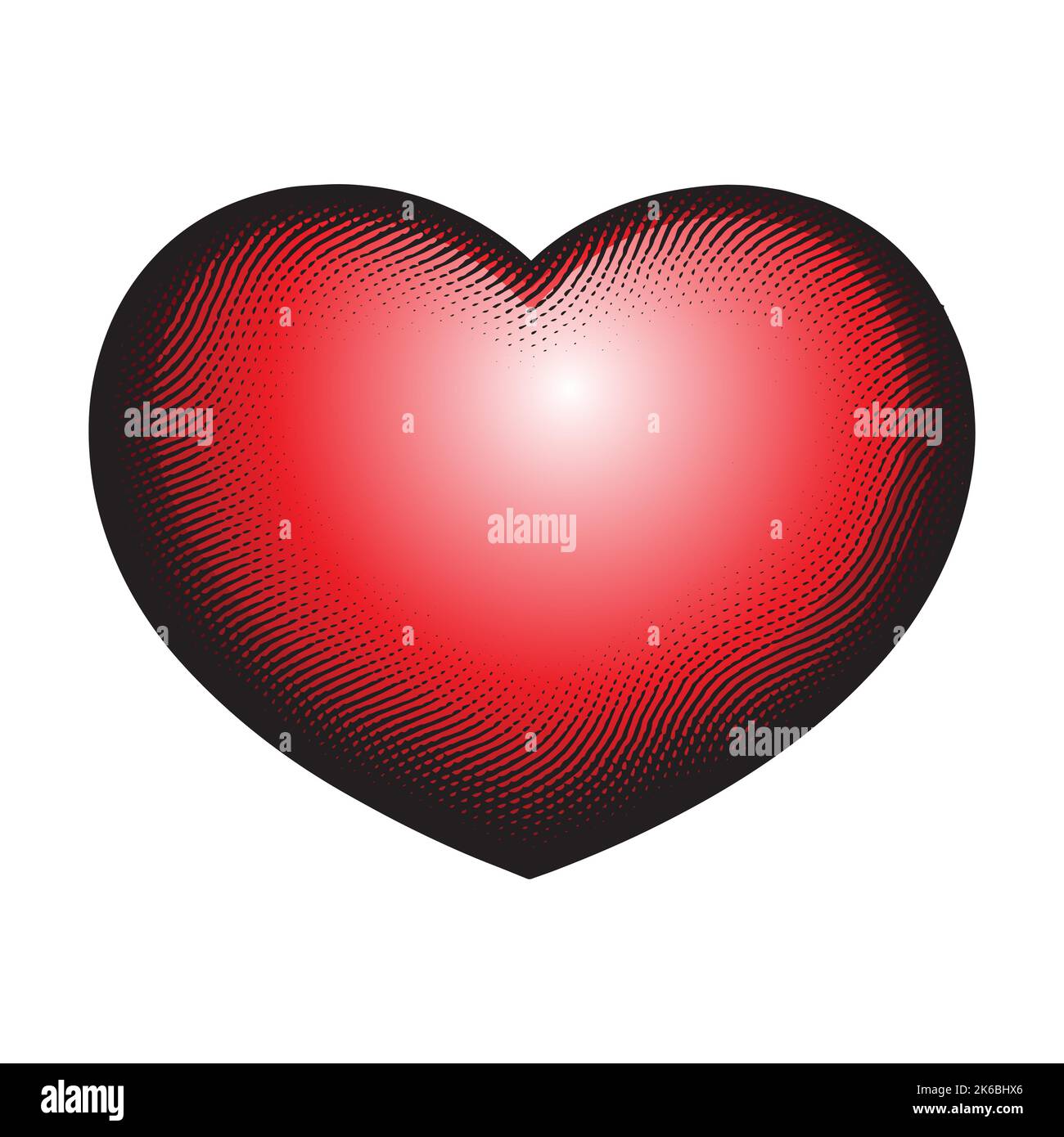 Illustration of Scratchboard Engraved Heart Shape with Red Fill ...