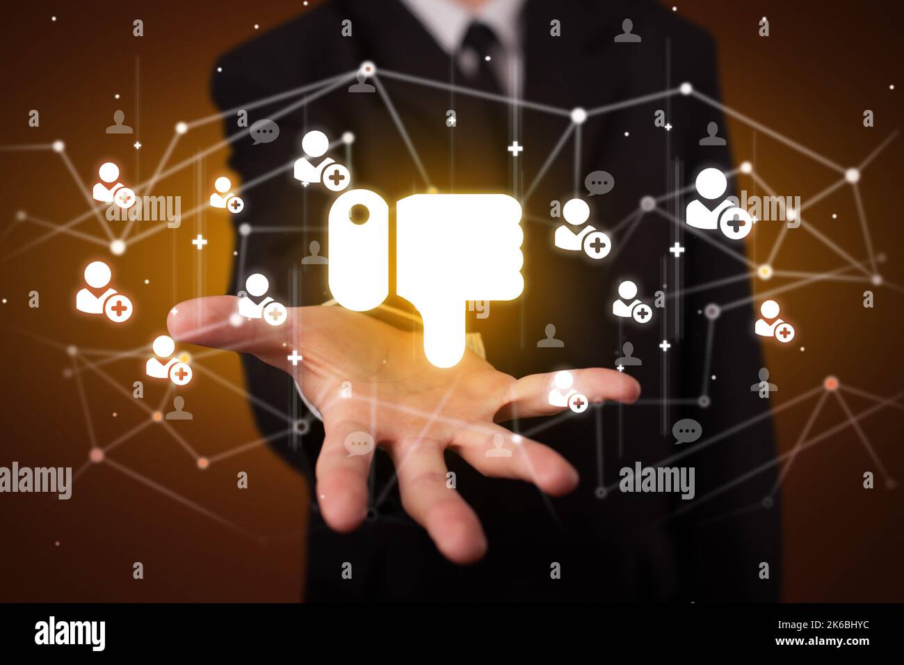 Hand holding social media icons Stock Photo - Alamy