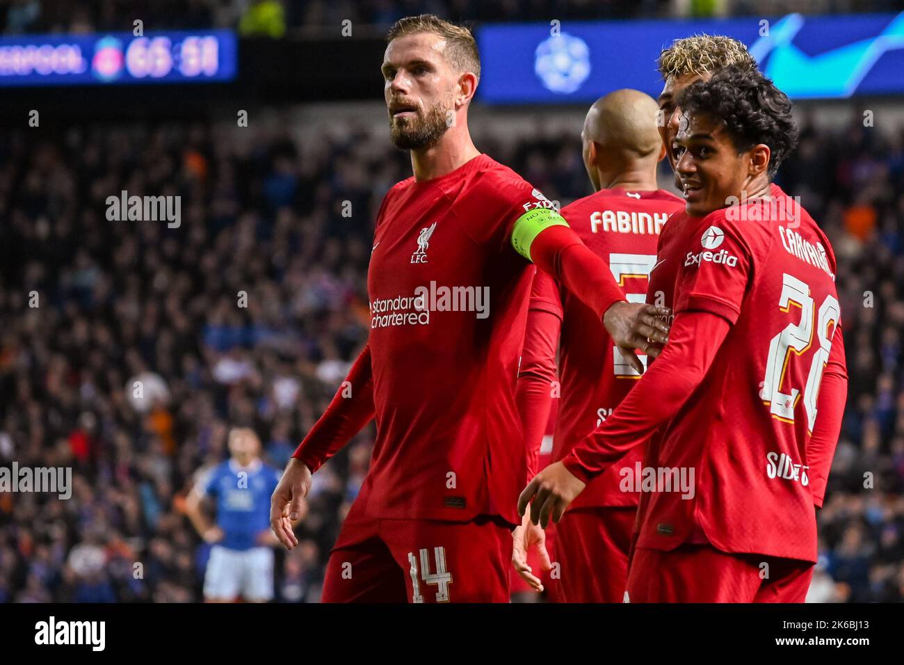 October 12, 2022: Liverpool celebrate goal Jordan Henderson of ...