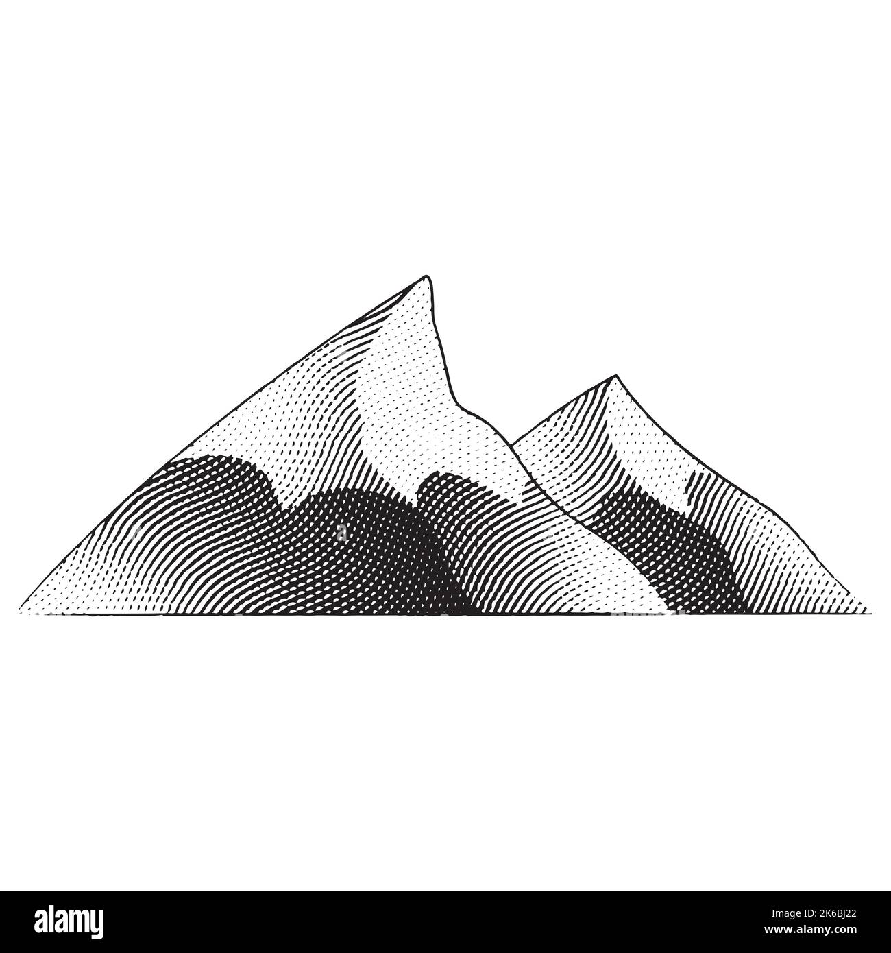 Illustration of Scratchboard Engraved Illustration of Mountains ...