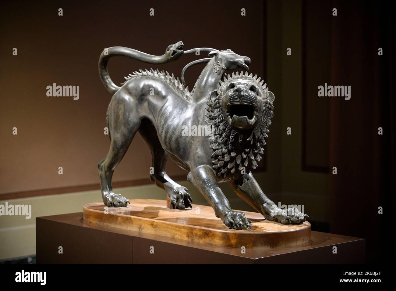 Florence. Italy. The Chimera of Arezzo, Etruscan bronze sculpture, ca ...