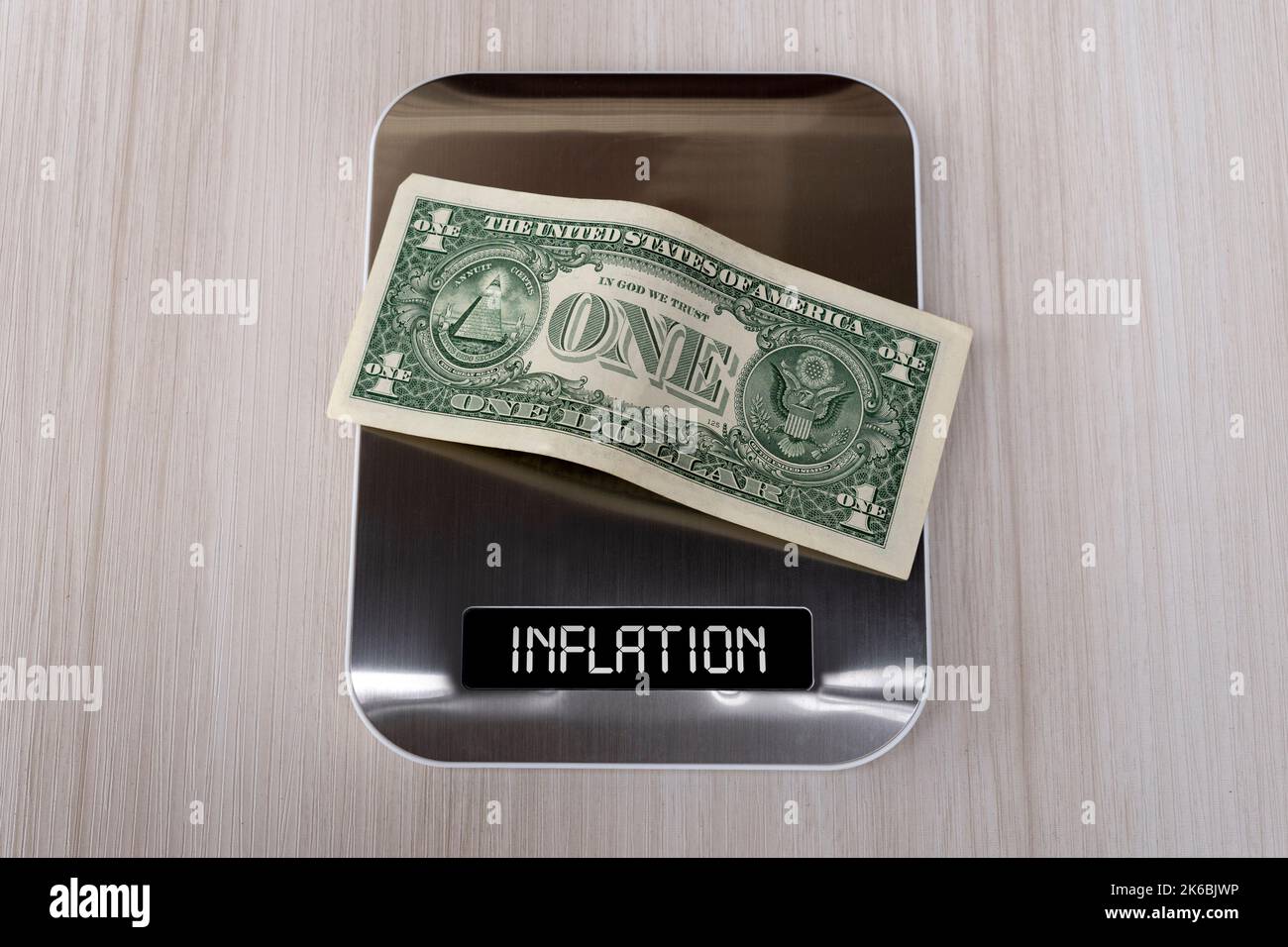 Dollar bills on the electronic scales, a symbol of cost reduction ...