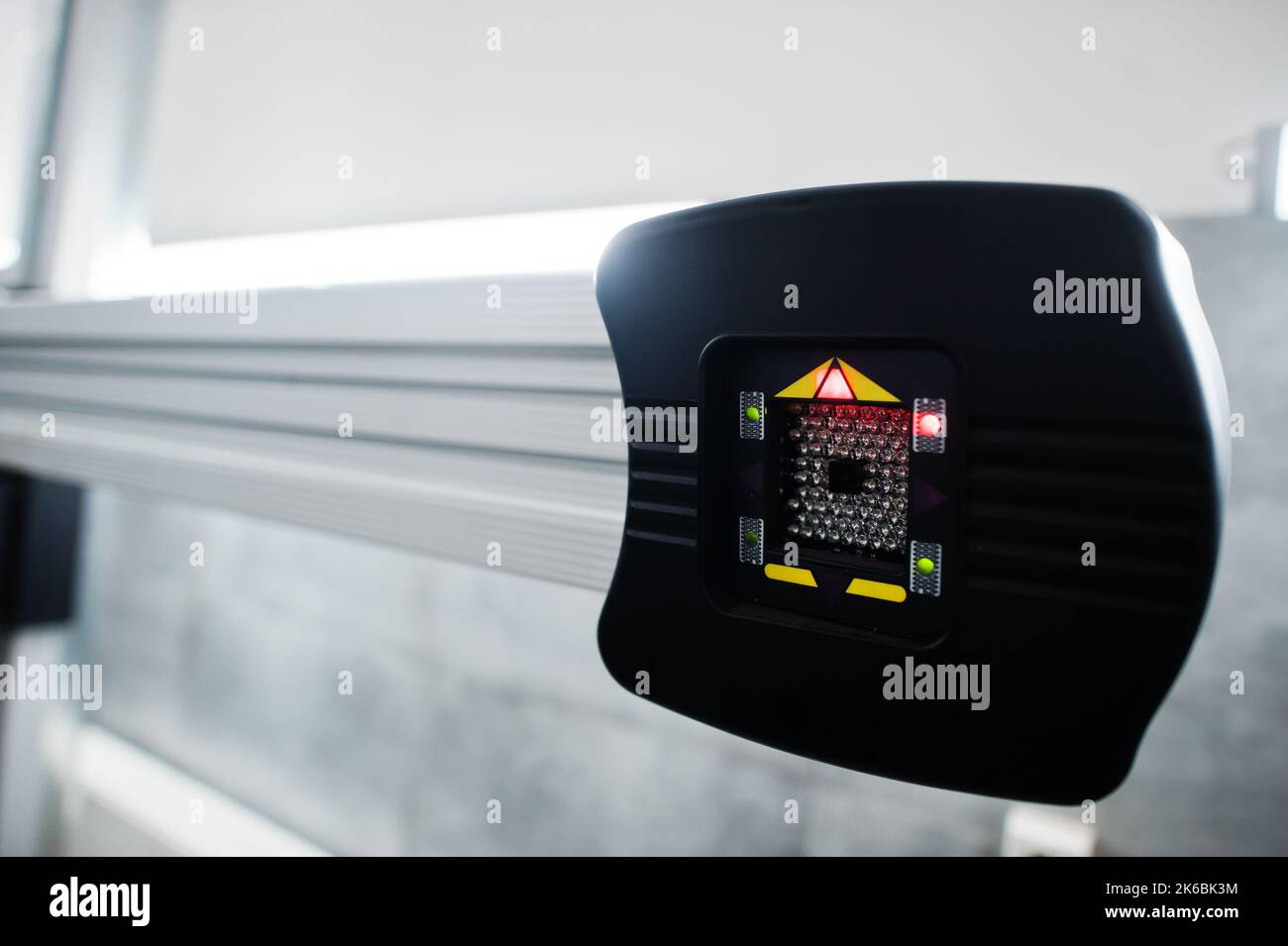 Stand for wheels alignment camber check in workshop of service station ...