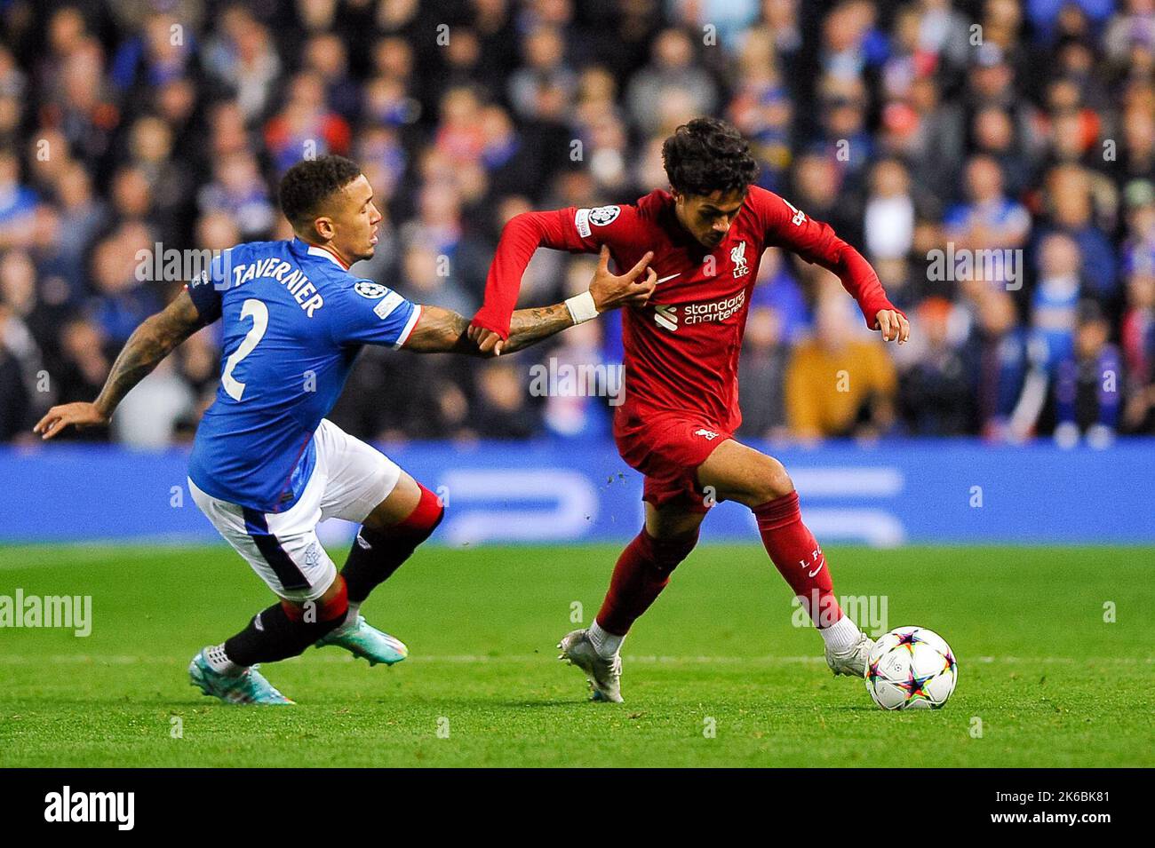 October 12, 2022: Fabio Carvalho of Liverpool takes on James Tavernier ...