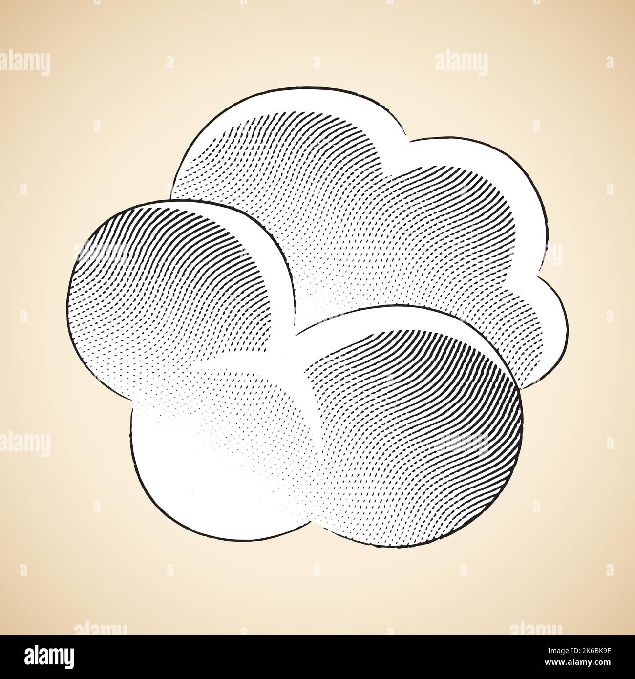 Illustration of Scratchboard Engraved Puffy Cloud with White Fill ...