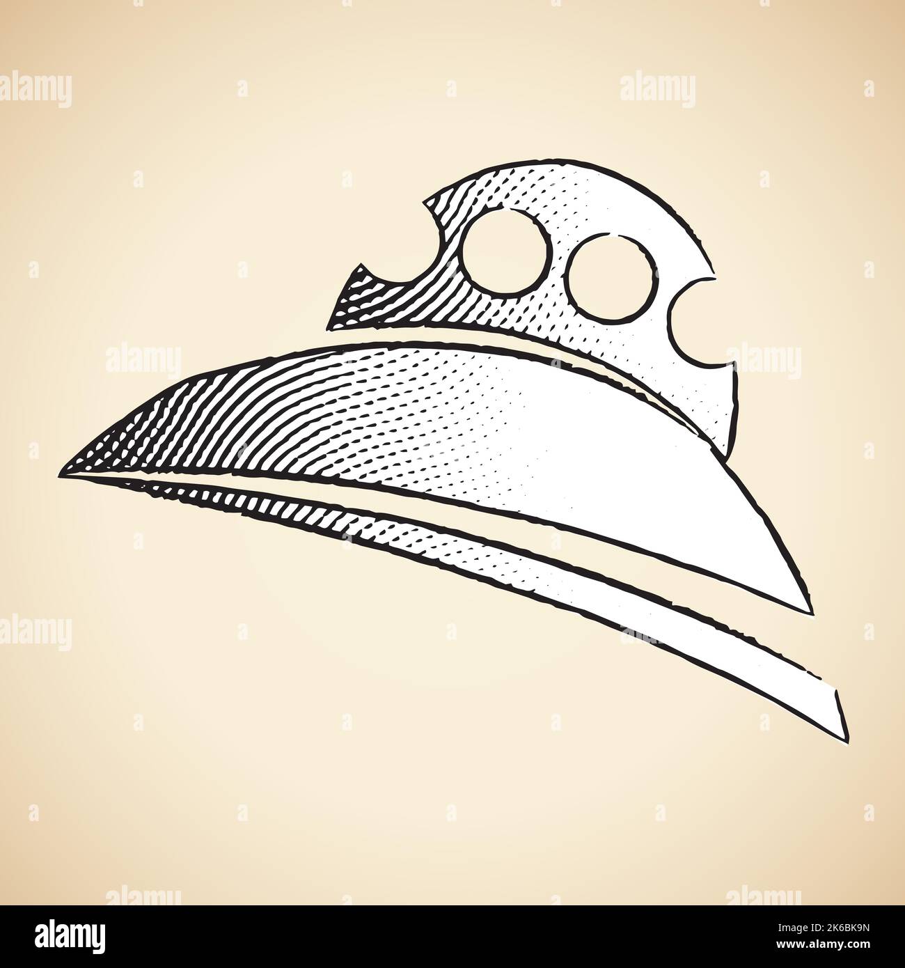 Illustration of Scratchboard Engraved Icon of Alien Ship with White ...