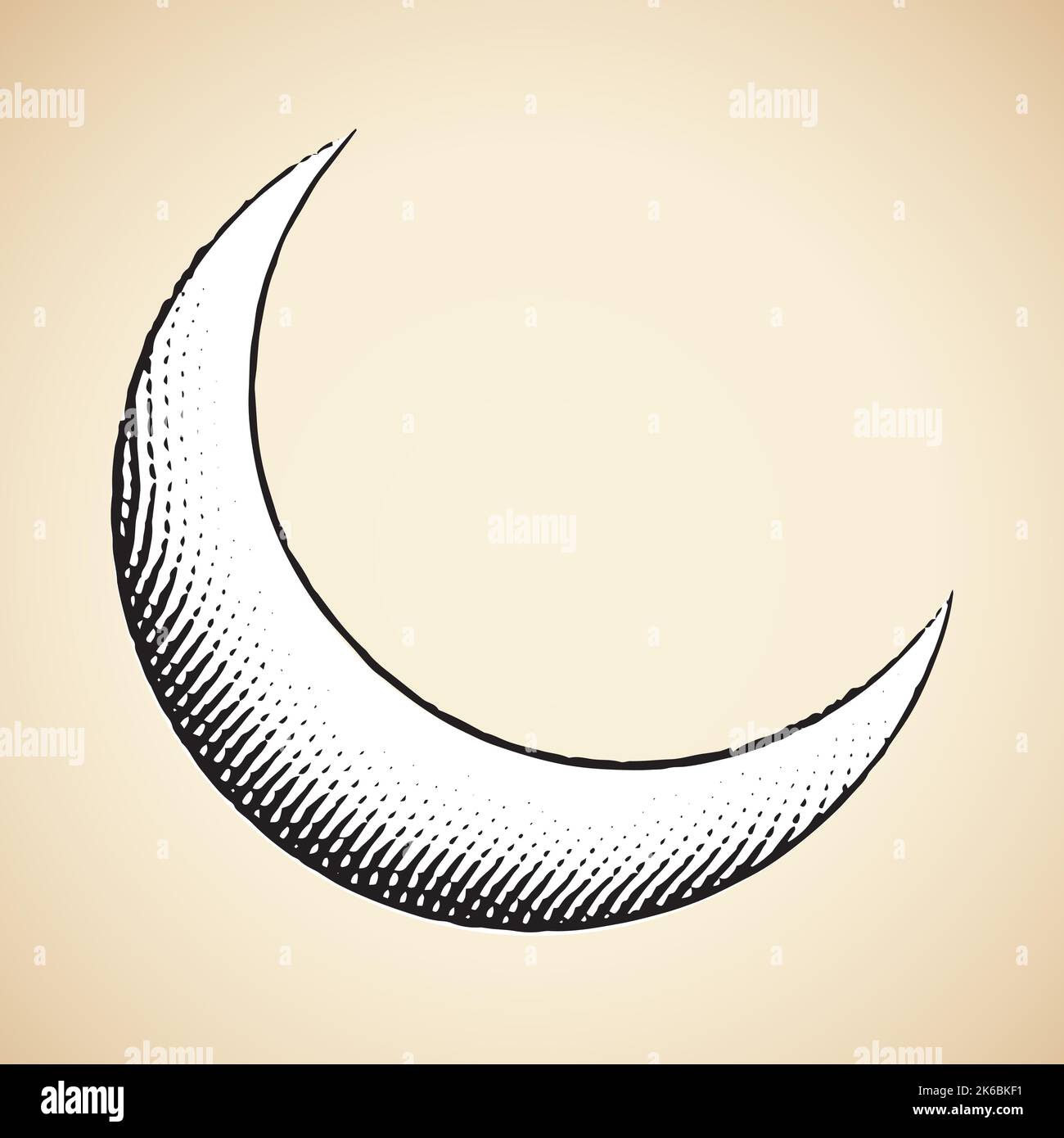 Illustration of Scratchboard Engraved Icon of Moon with White Fill ...