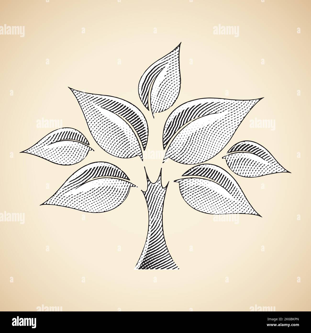 Illustration of Scratchboard Engraved Tree with White Fill isolated on ...