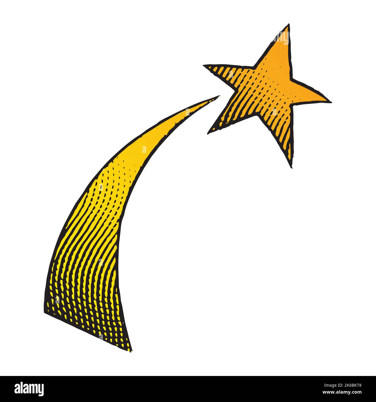 Illustration of Scratchboard Engraved Icon of a Shooting Star with ...