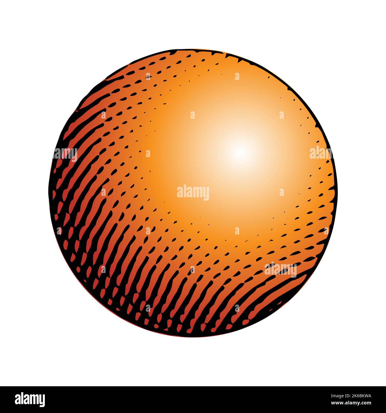 Illustration of Scratchboard Engraved Sphere with Orange Fill isolated ...