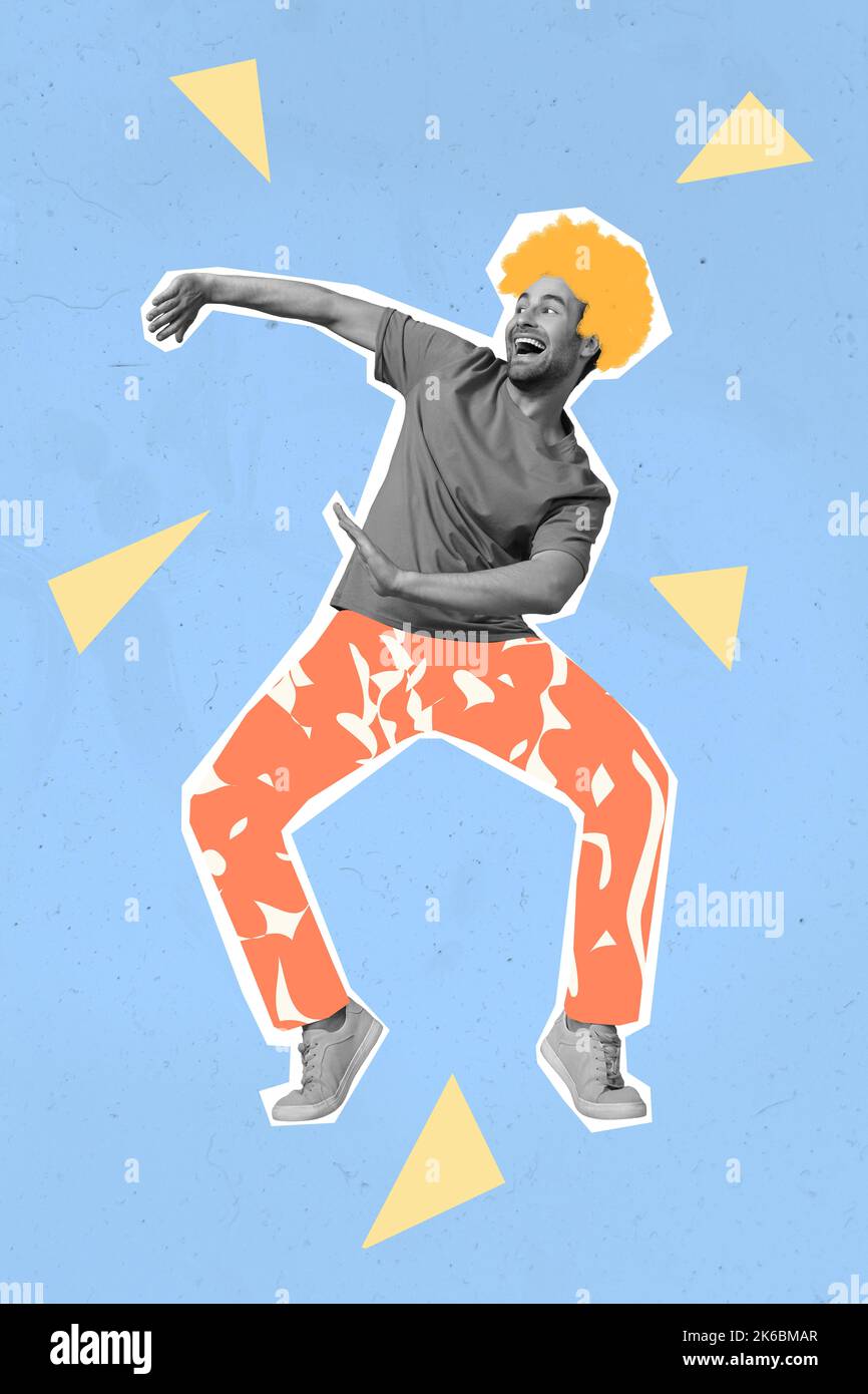 Collage photo of young funny excited crazy guy wear stylish outfit ...