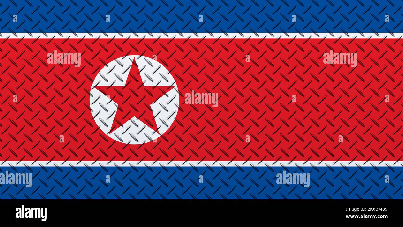 3D Flag of North Korea on a metal wall background Stock Photo - Alamy