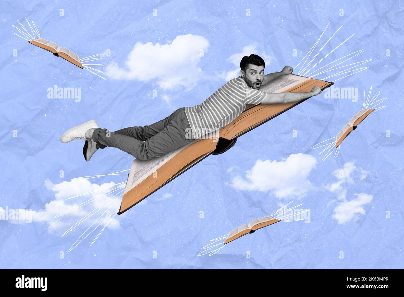 Creative abstract template collage of funny funky scared falling man ...