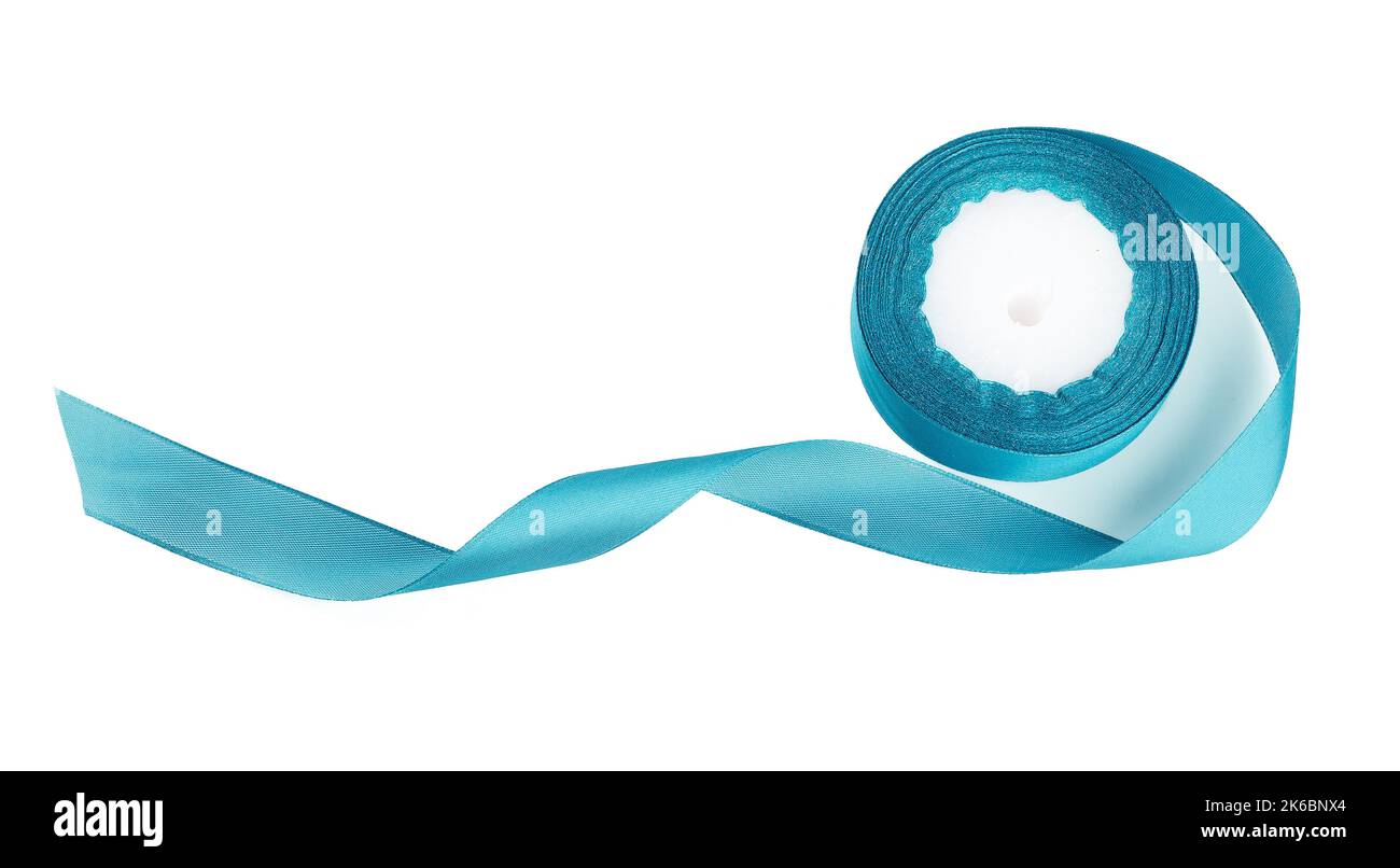 Blue color satin glowing ribbon isolated on white background Stock ...