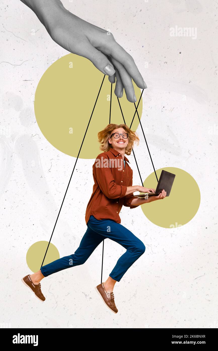 Creative photo 3d collage poster postcard artwork of huge human arm ...