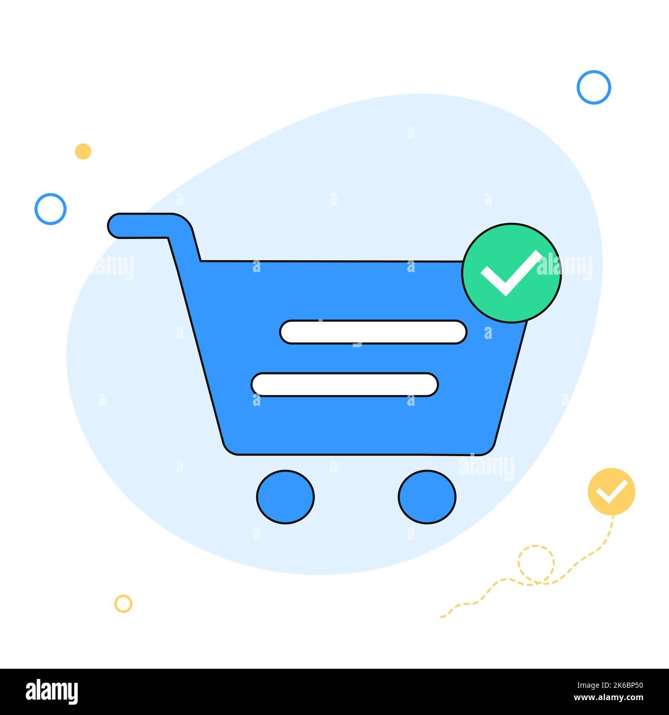 Shopping cart with check mark. Wireless paymant icon. Shopping bag ...