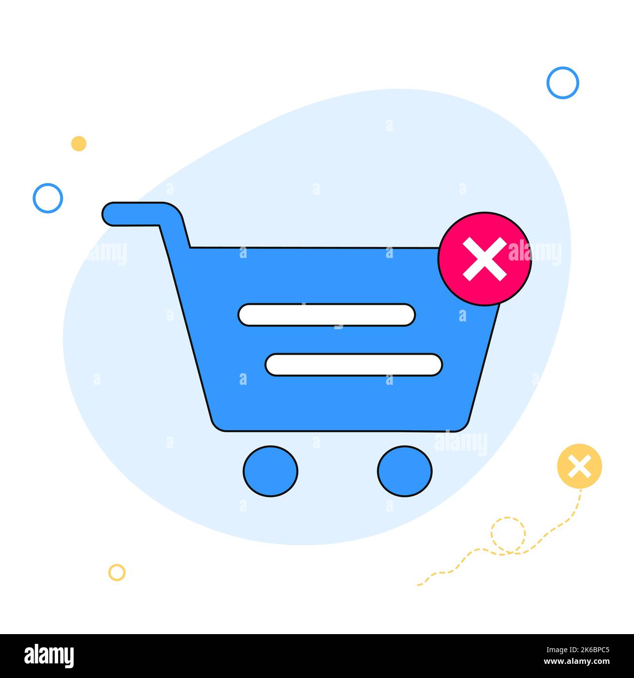 Shopping cart with cross mark. Wireless paymant icon. Shopping bag ...