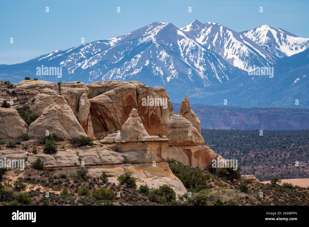 Eroded Entrada sandstone formations on the Dome Plateau near Moab, Utah ...