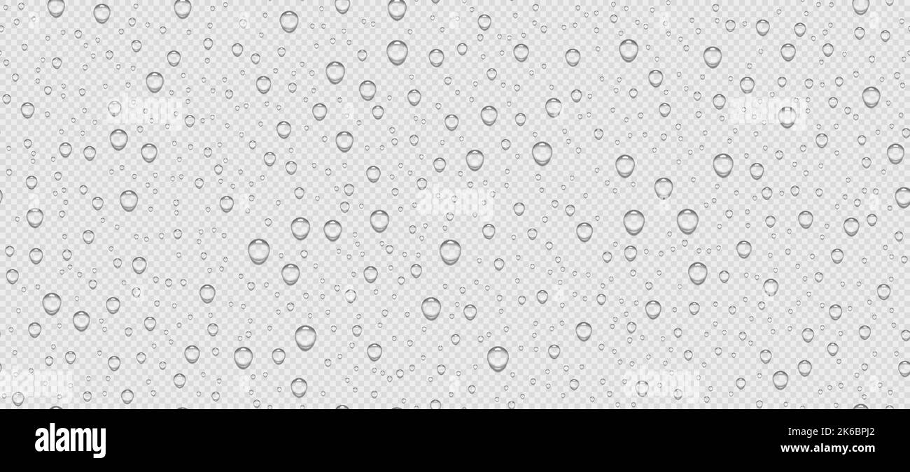 Realistic water droplets transparent pattern on light background Stock ...