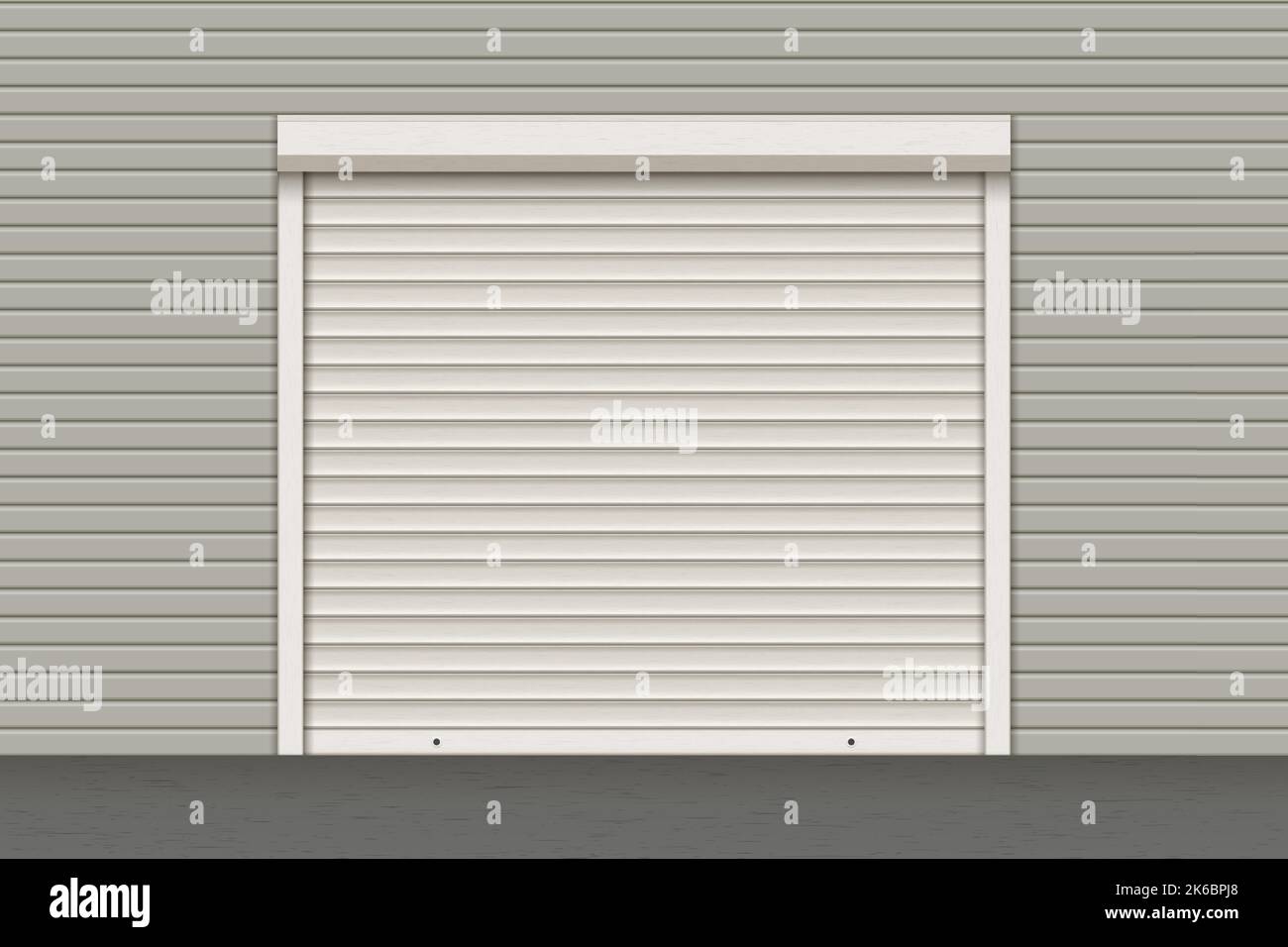 White closed roller garage shutter door with realistic texture on the ...