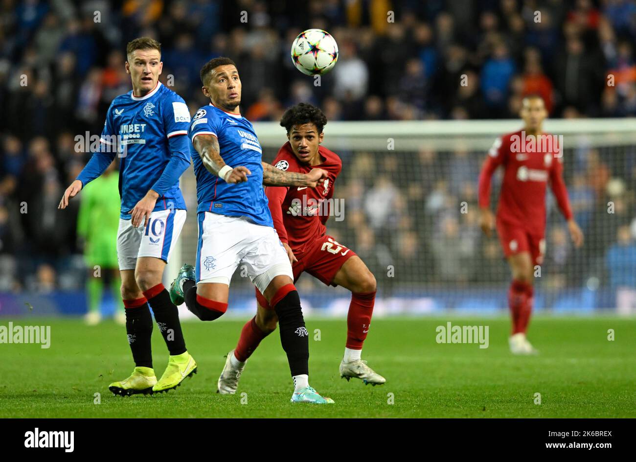 Glasgow, 12th October 2022. James Tavernier of Rangers and Fabio ...