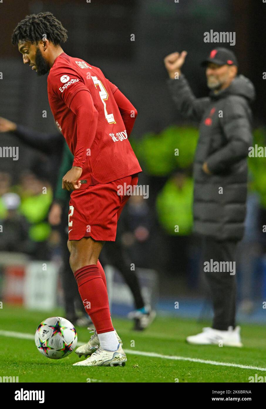 Glasgow, 12th October 2022. Joe Gomez of Liverpool during the UEFA ...