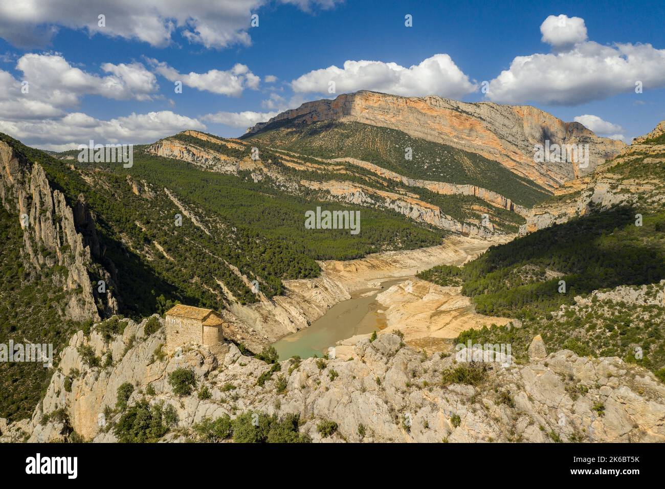 Hermitage of La Pertusa in front of the Montsec and the Mont-rebei ...