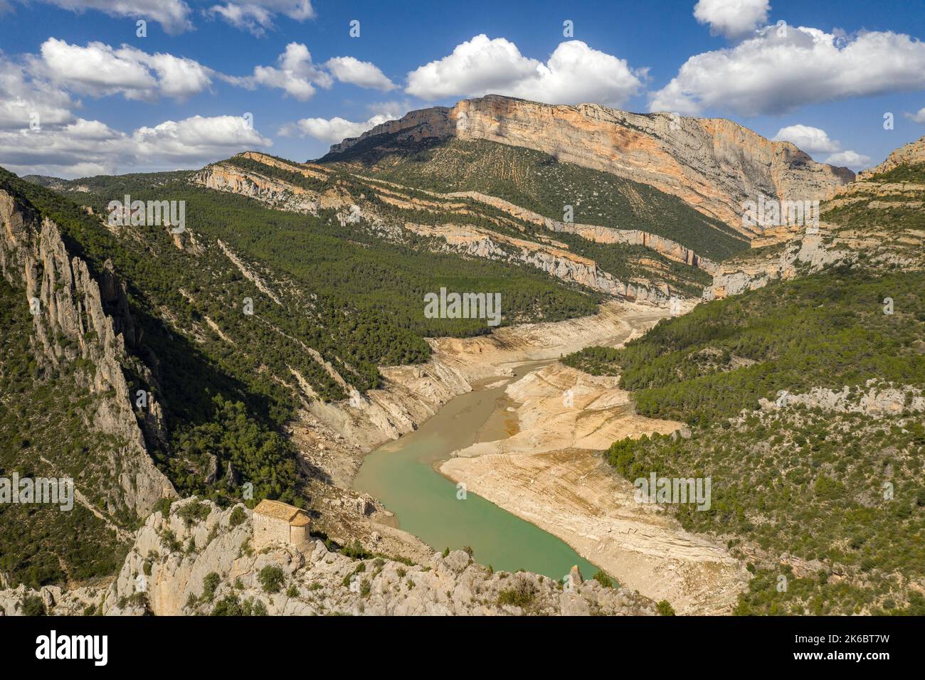 Hermitage of La Pertusa in front of the Montsec and the Mont-rebei ...