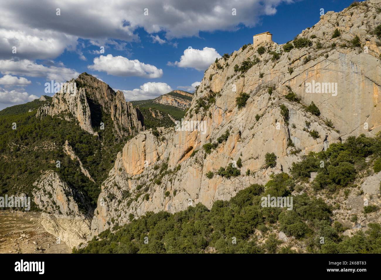 Hermitage of La Pertusa in front of the Montsec and the Mont-rebei ...