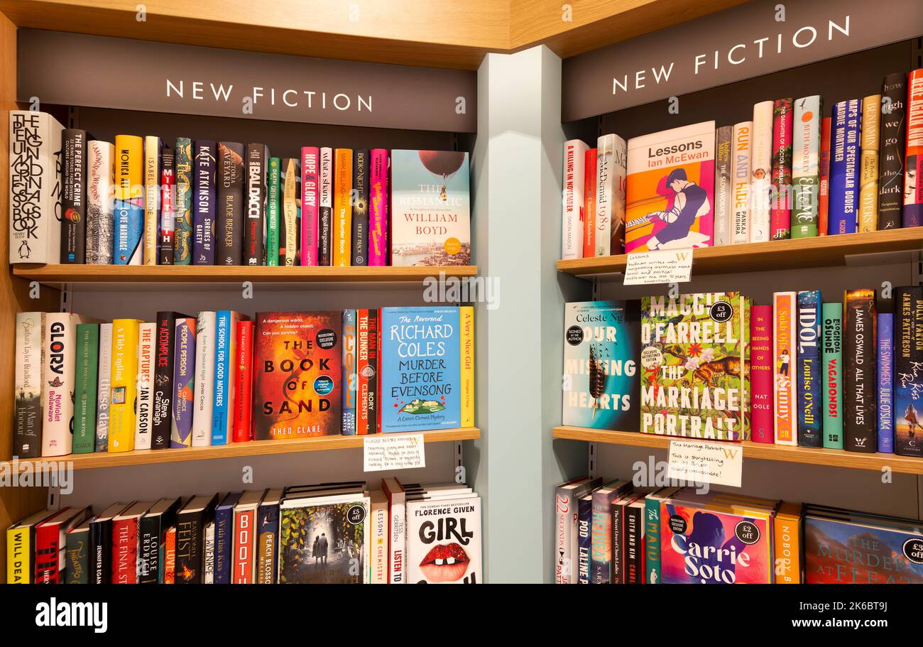 New Fiction books, book selection, Waterstones bookshop, England, UK ...