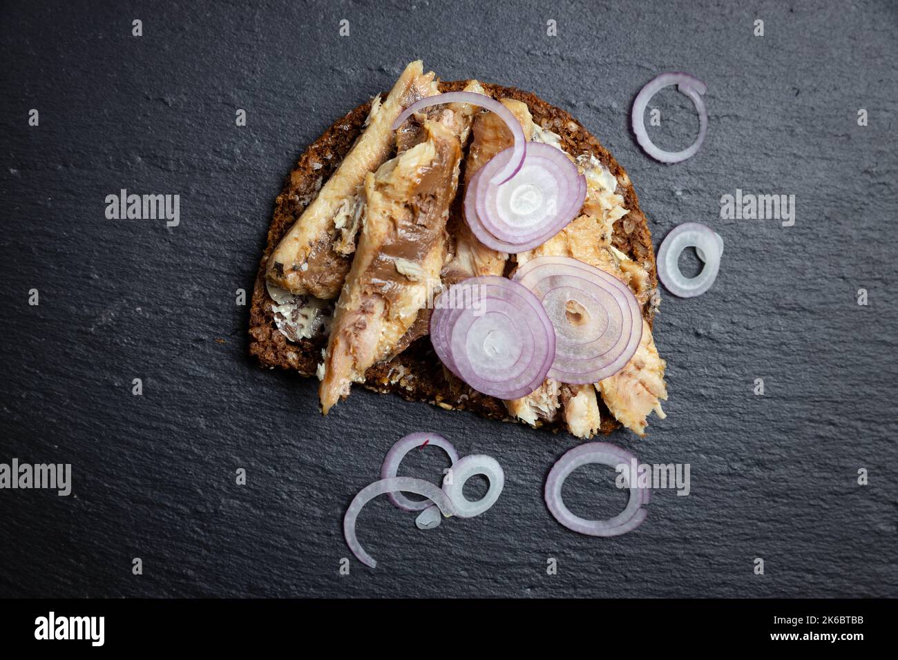 sardine bread with onion rings Stock Photo - Alamy