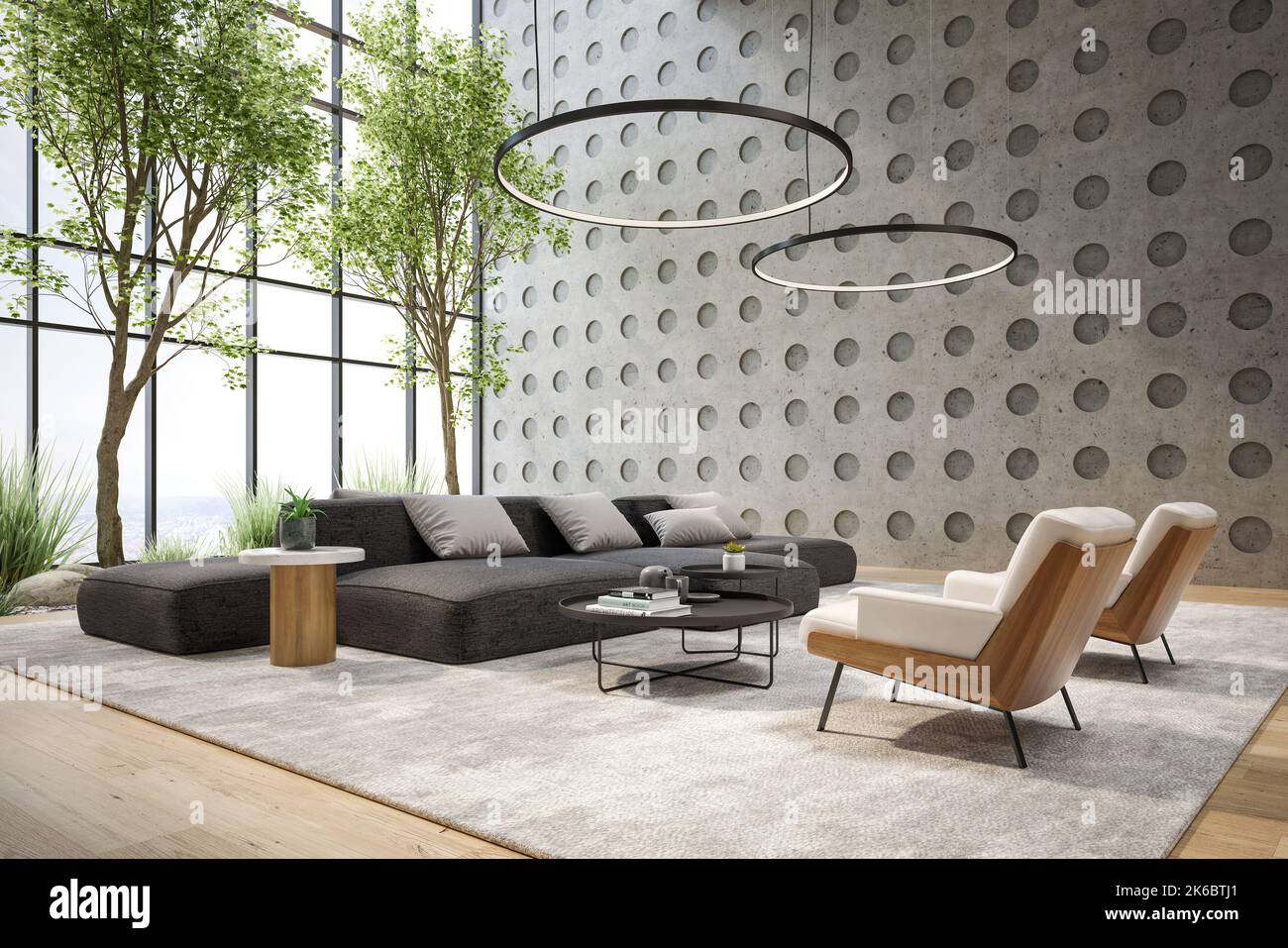 Modern style conceptual interior room 3 d illustration Stock Photo - Alamy