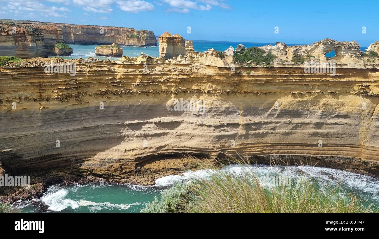 A huge cliff that separates two parts of the beach, panoramic Stock ...